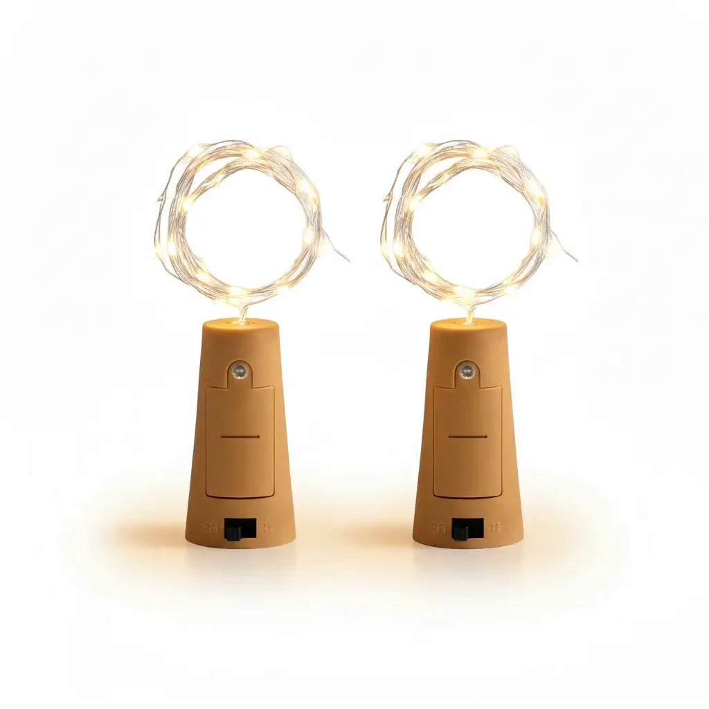 Warm White Bottle Cork Lights 20-LED (Set of 2) | Super Led Lights